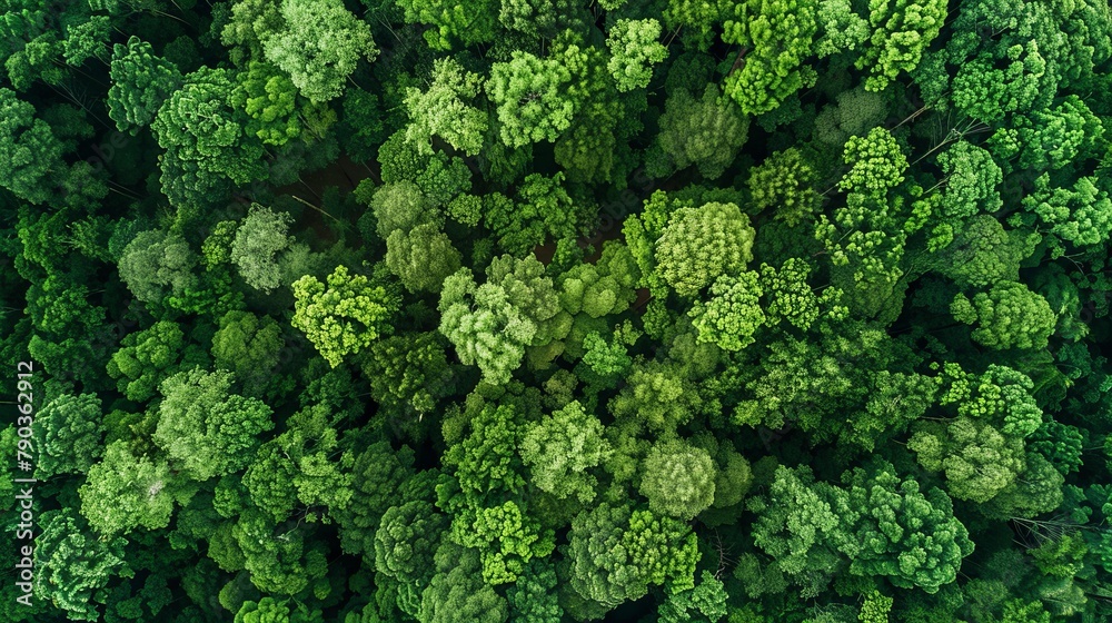 Aerial top view of green trees in forest. Drone view of dense green ...