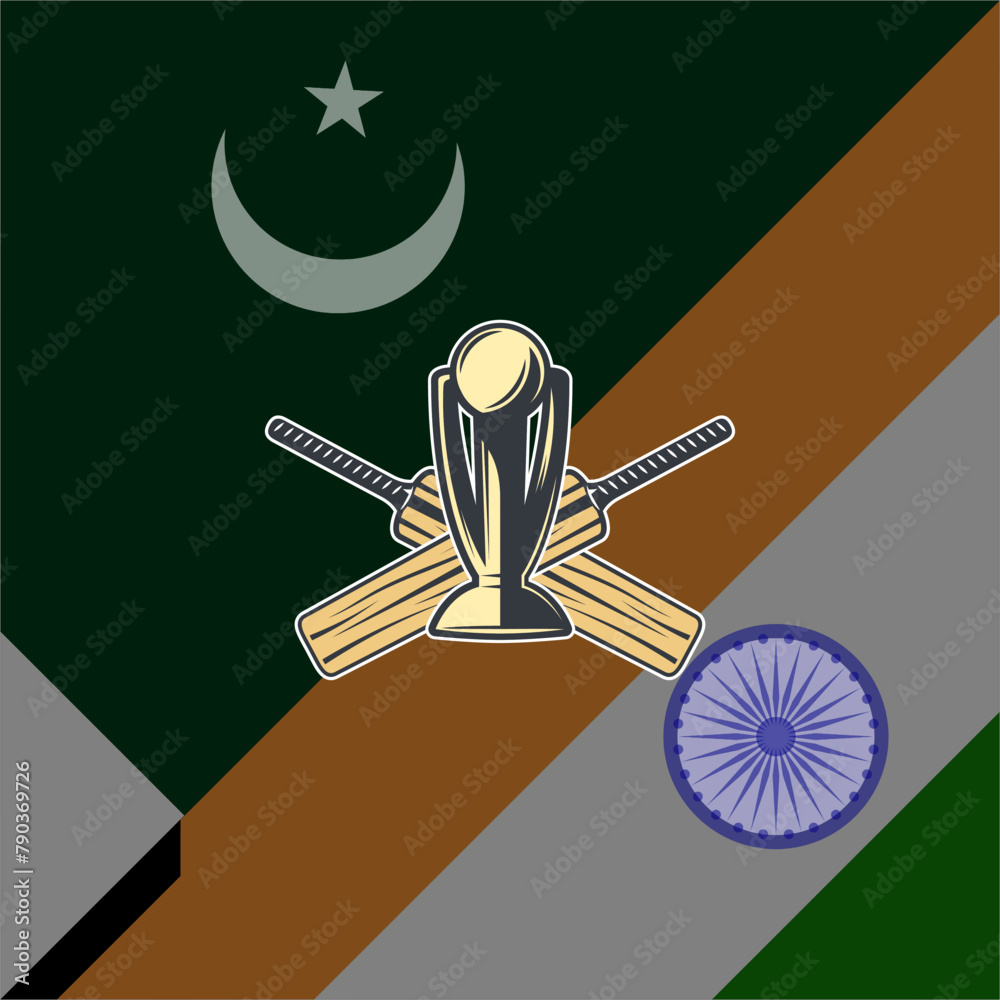 India vs Pakistan, Cricket Match Tournment Concept with Flags and ...