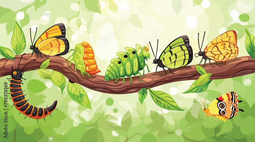 Butterfly life cycle - caterpillar larva pupa imago Stock Vector ...