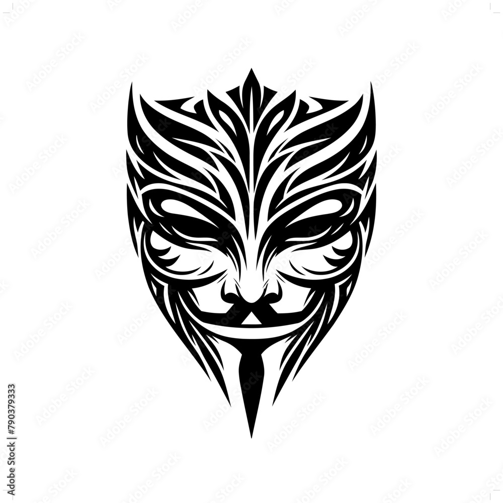 hacker in modern tribal tattoo, abstract line art of people, minimalist ...