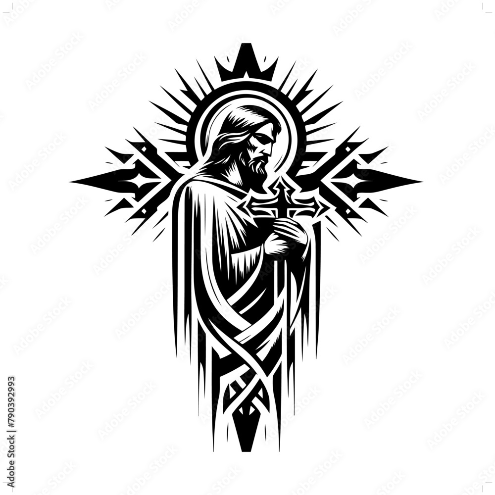 jesus in modern tribal tattoo, abstract line art of people, minimalist ...