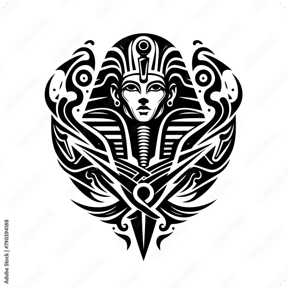 Vetor de Osiris in modern tribal tattoo, abstract line art of deity ...