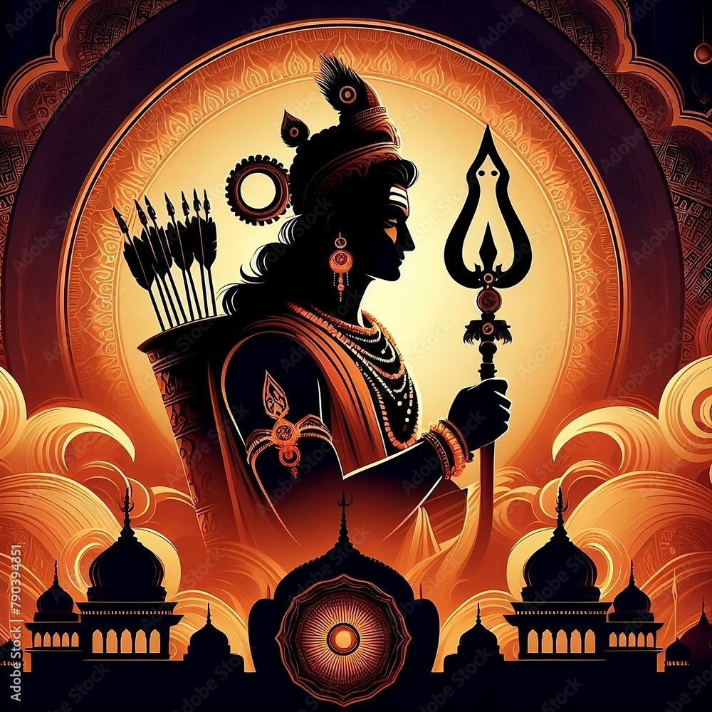Silhouette of a lord rama for ram navami social media poster or ads ...
