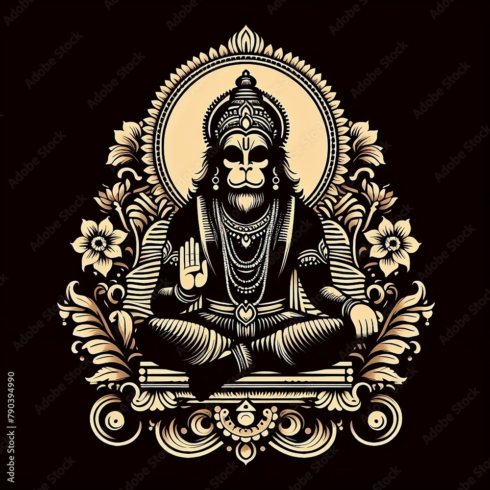 Illustration of a silhouette of lord hanuman for hanuman jayanti for ...