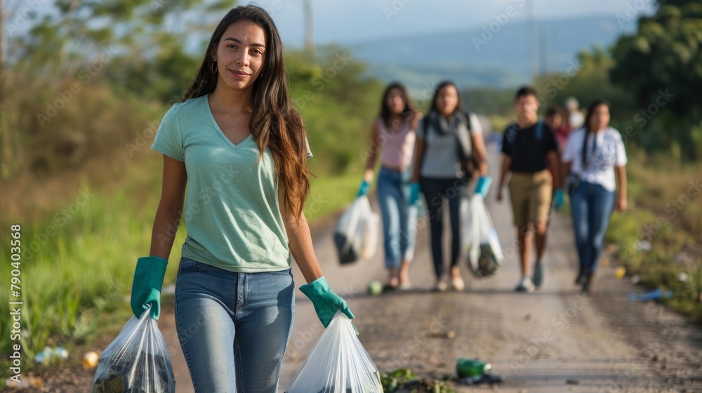 Community Clean-Up: Group of Volunteers Picking Up Litter in ...
