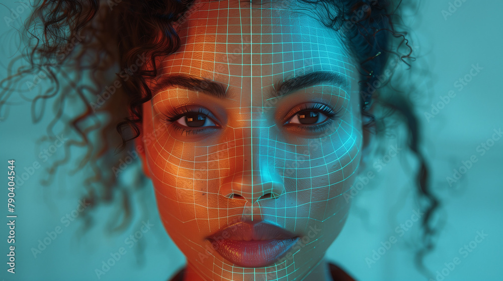Facial recognition AI technology for digital smart tech device security ...