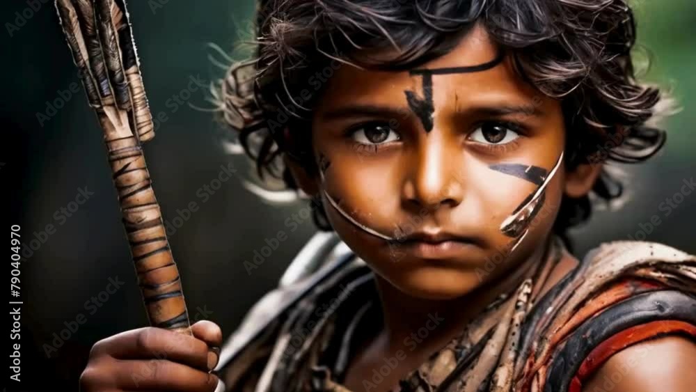 (((Boy, Indian, with His Face Painted, with an Arrow in His Hand))) A ...