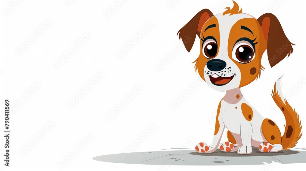 Cartoon illustration of a playful puppy with a cute expression, great ...