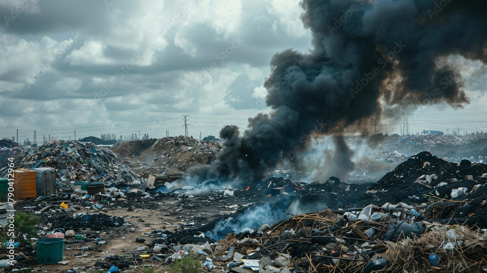 Pollution of the environment. Garbage in the city. Garbage dump ...