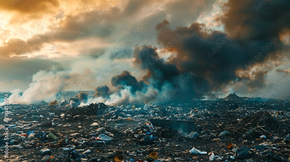 Pollution of the environment. Garbage in the city. Garbage dump ...