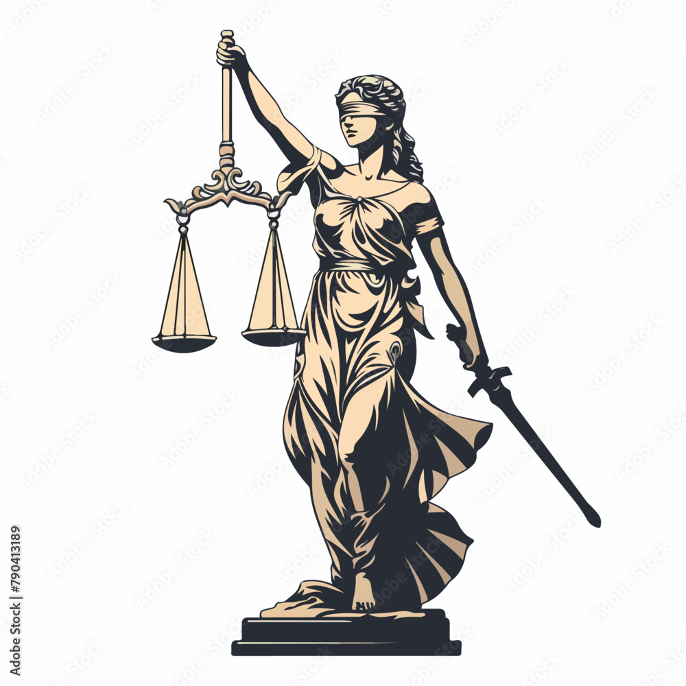 Lady justice in cartoon, doodle style. Image for t-shirt, web, mobile ...