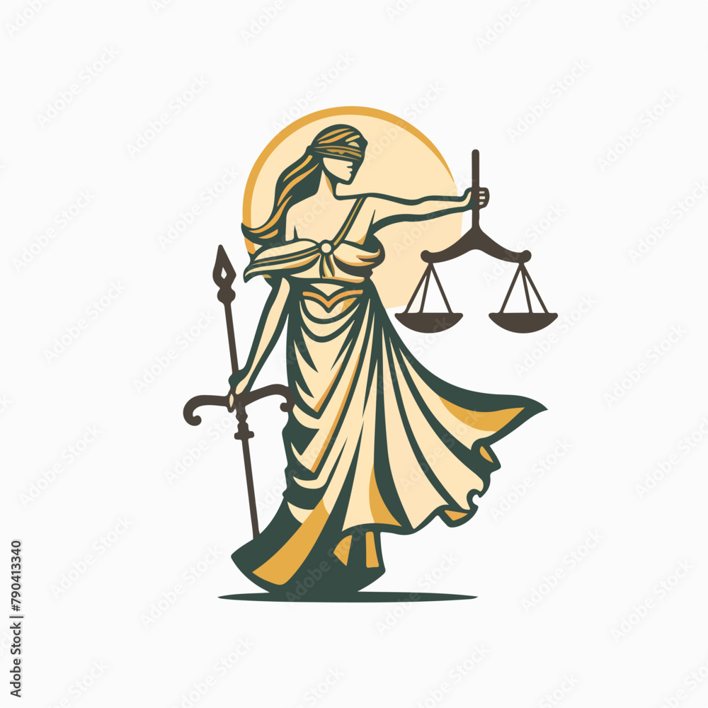 Lady justice in cartoon, doodle style. Image for t-shirt, web, mobile ...
