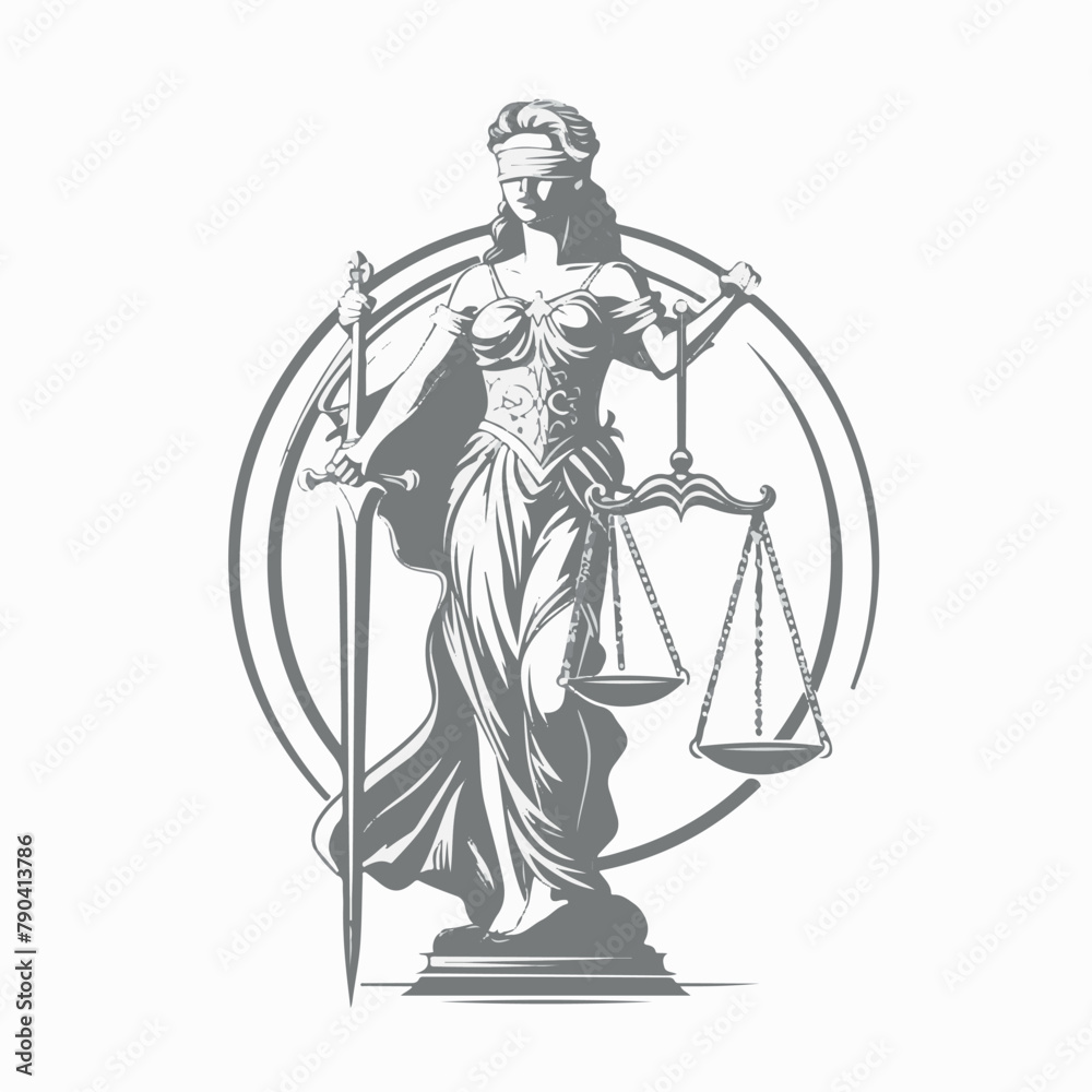 Lady justice in cartoon, doodle style. Image for t-shirt, web, mobile ...