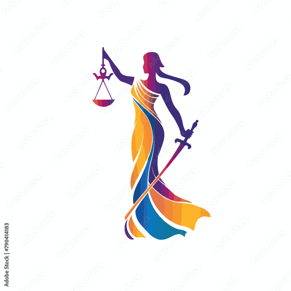 Lady justice in cartoon, doodle style. Image for t-shirt, web, mobile ...