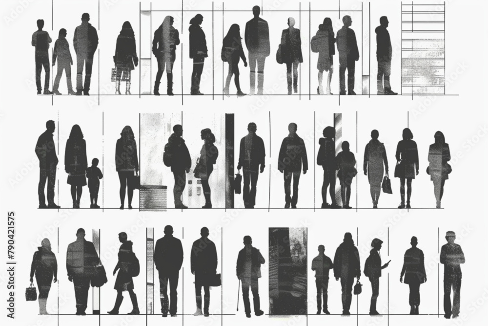 Vetor de Architectural Drawings, people plan vector in park out door ...
