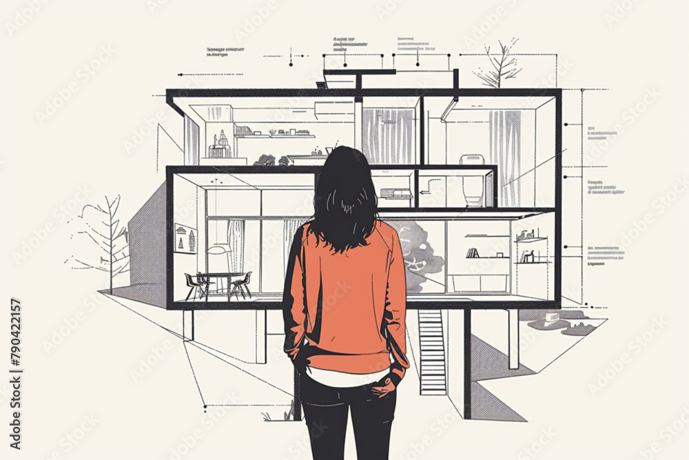 Architectural Drawings people vector illustration, top view, human ...