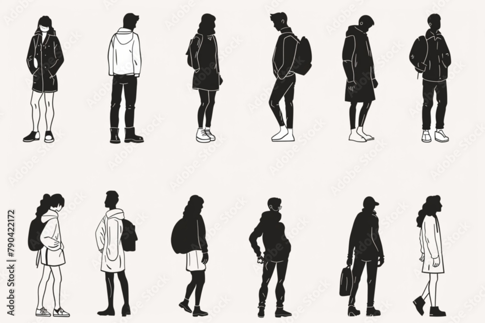 Vektorová grafika „Architectural Drawings people vector illustration ...