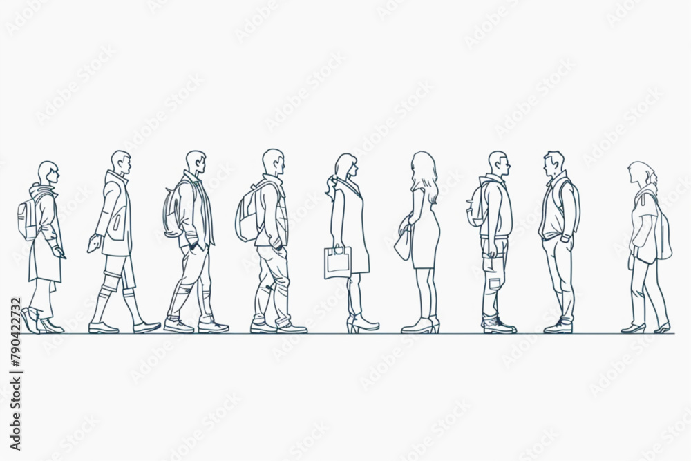 Business people line cad art. Vector illustration of business men and ...