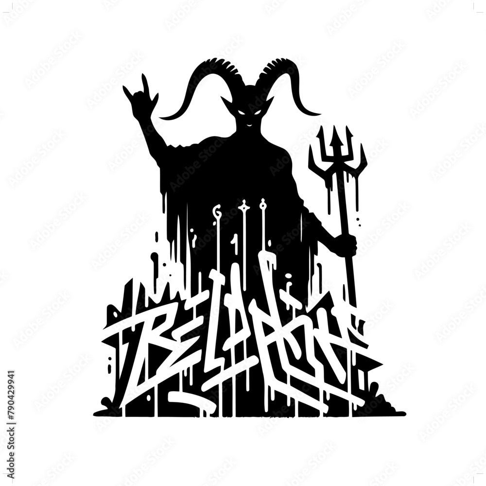 devil lucifer; satan silhouette, horror character in graffiti tag, hip ...