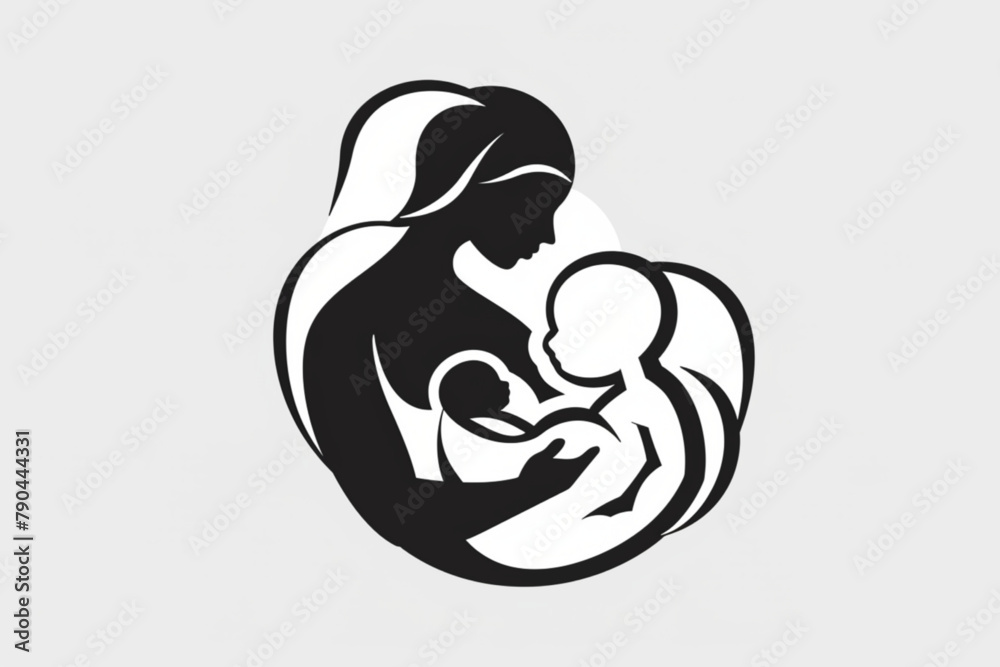 simple mother and baby icon, lactating symbol vector vector icon, white ...