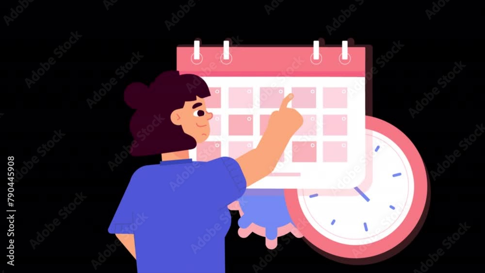 Character Marking Important Days in Calendar 2D Animation on Alpha ...