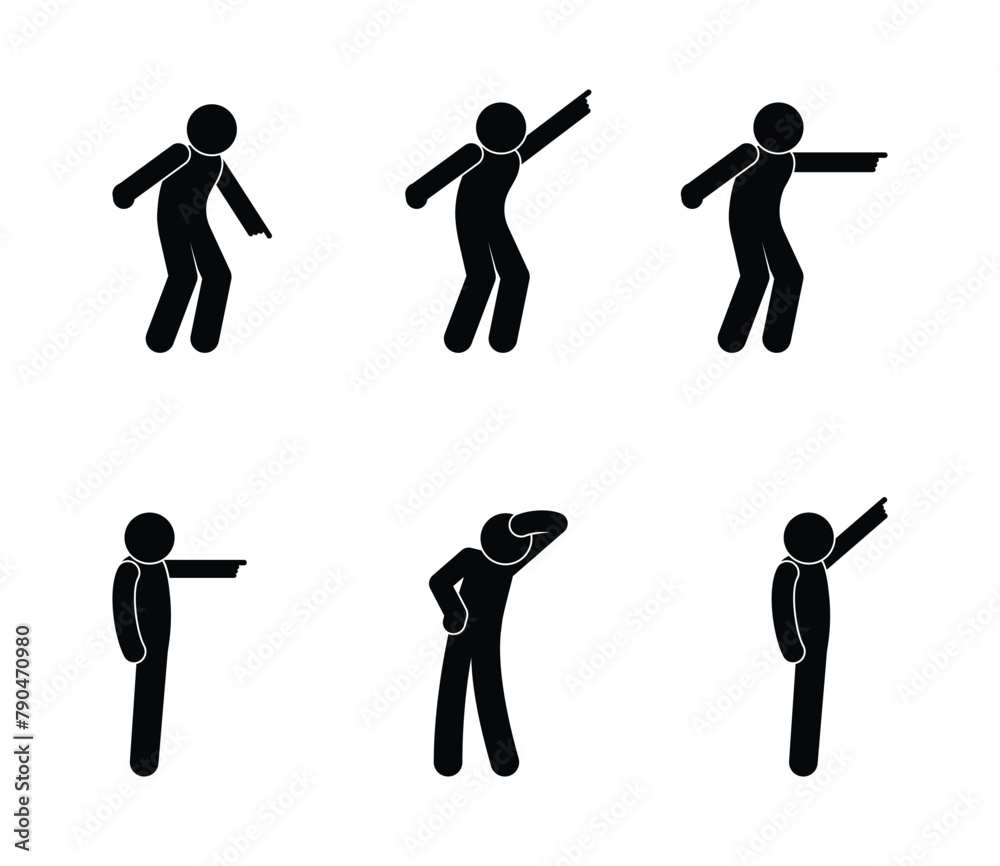 stick figure man icon, stickman isolated on white background, human ...