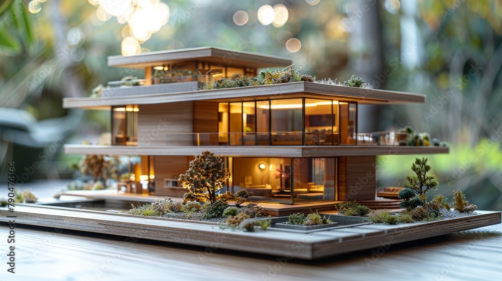 Architectural house project, vision in design, blueprints and models ...