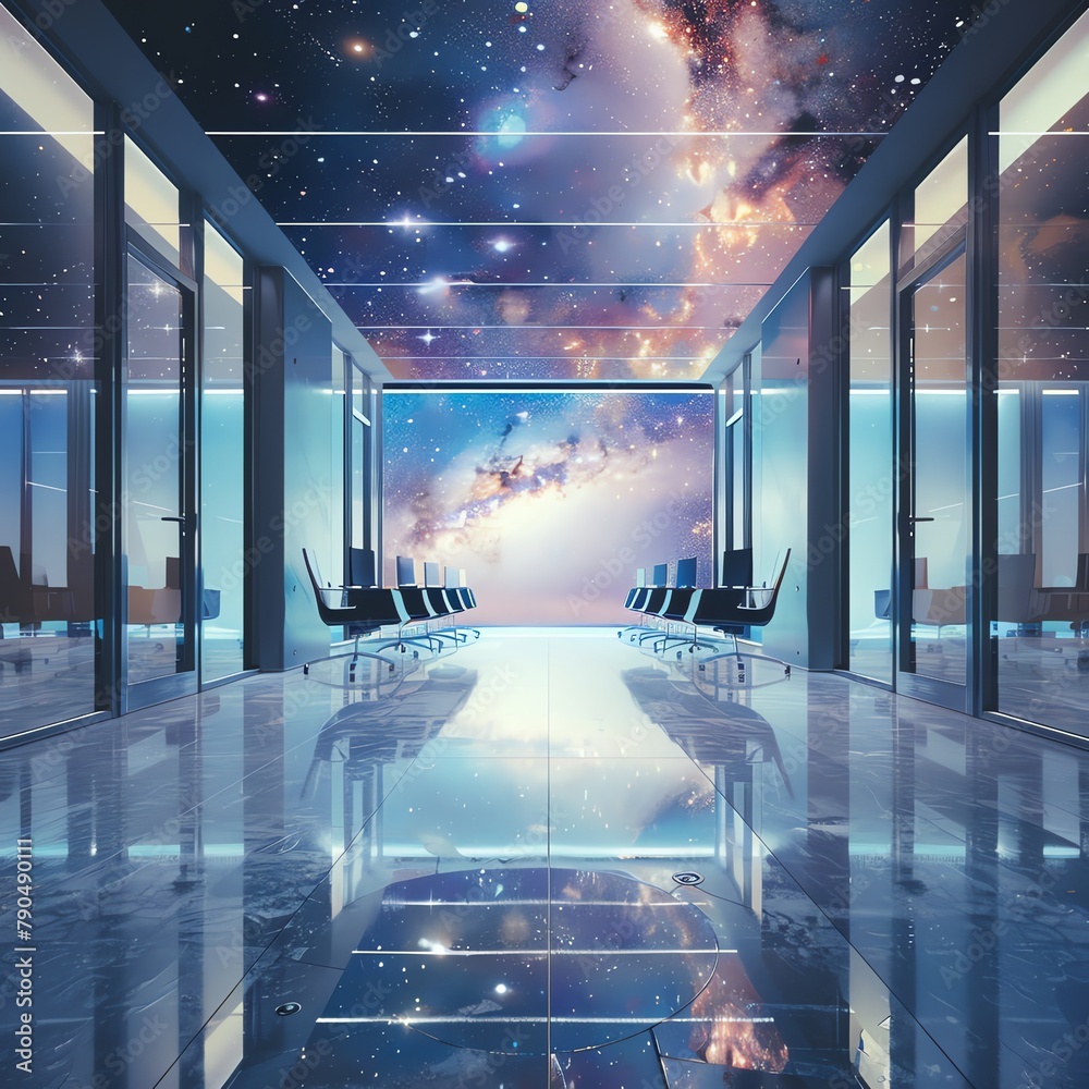 Interdimensional office space, portals to different universes, side ...