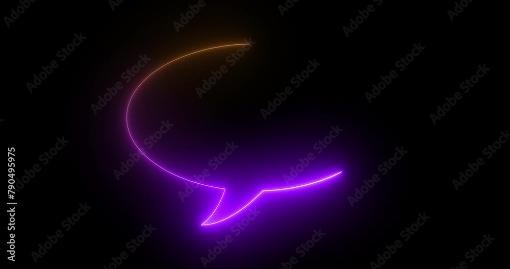 Colorful simple neon sign chat bubble typing icon animation in black 4K ...