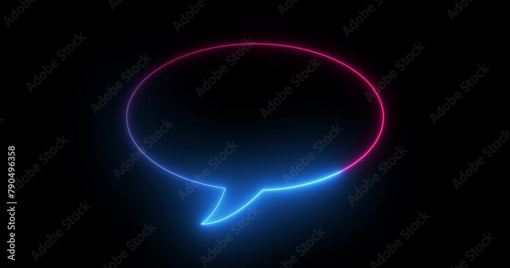 Colorful simple neon sign chat bubble typing icon animation in black 4K ...