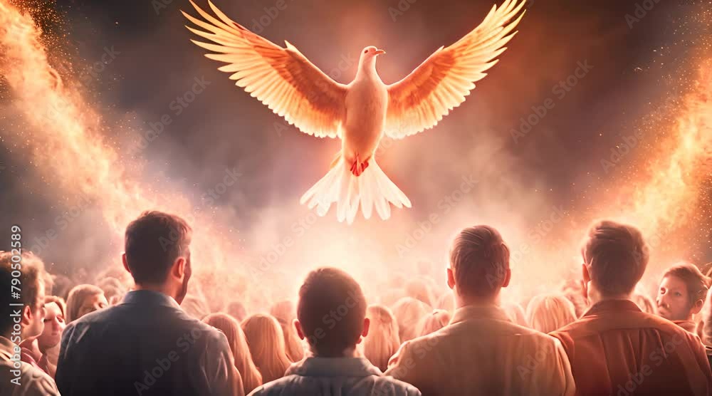 Pentecost Sunday A Rear View Digital Illustration of the Holy Spirit ...
