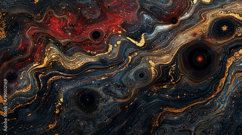 A vision of a deep space anomaly, where black holes (black) pull at the ...