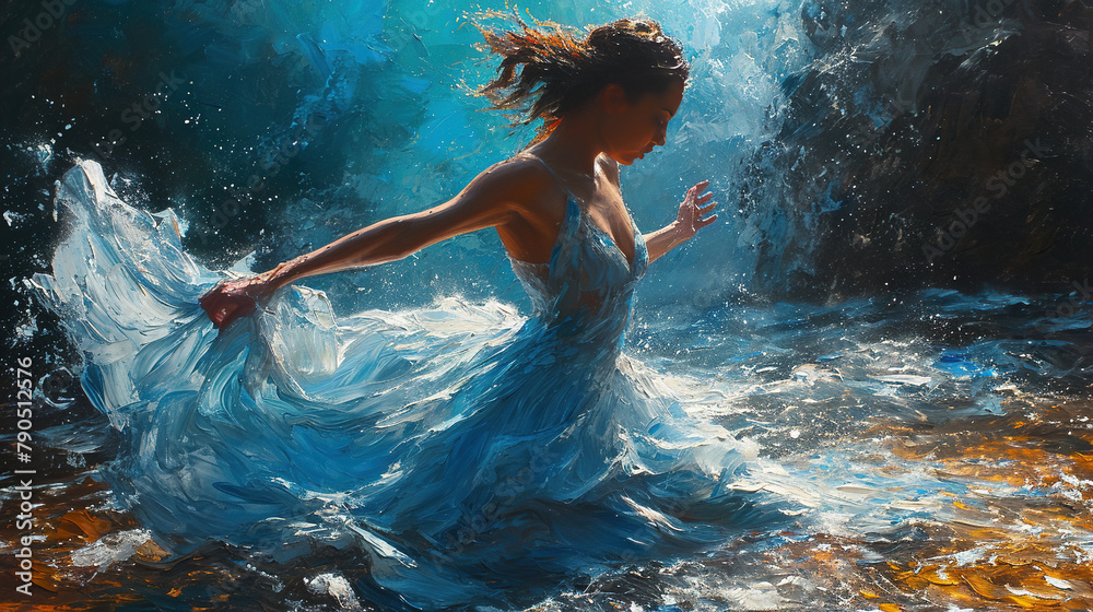 Rough Paint Texture of A Women Artist Ballerina Dancer In Ballet Dress ...