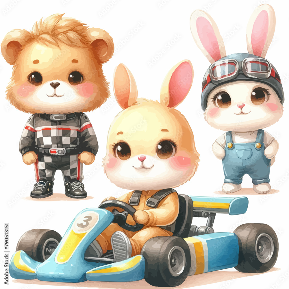 Animal Racer Clipart Bundle, Race Car PNG, Racing Clip Art, Kids ...