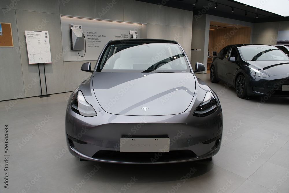Shanghai,China-April 20th 2024: front of Tesla Model Y electric car in ...