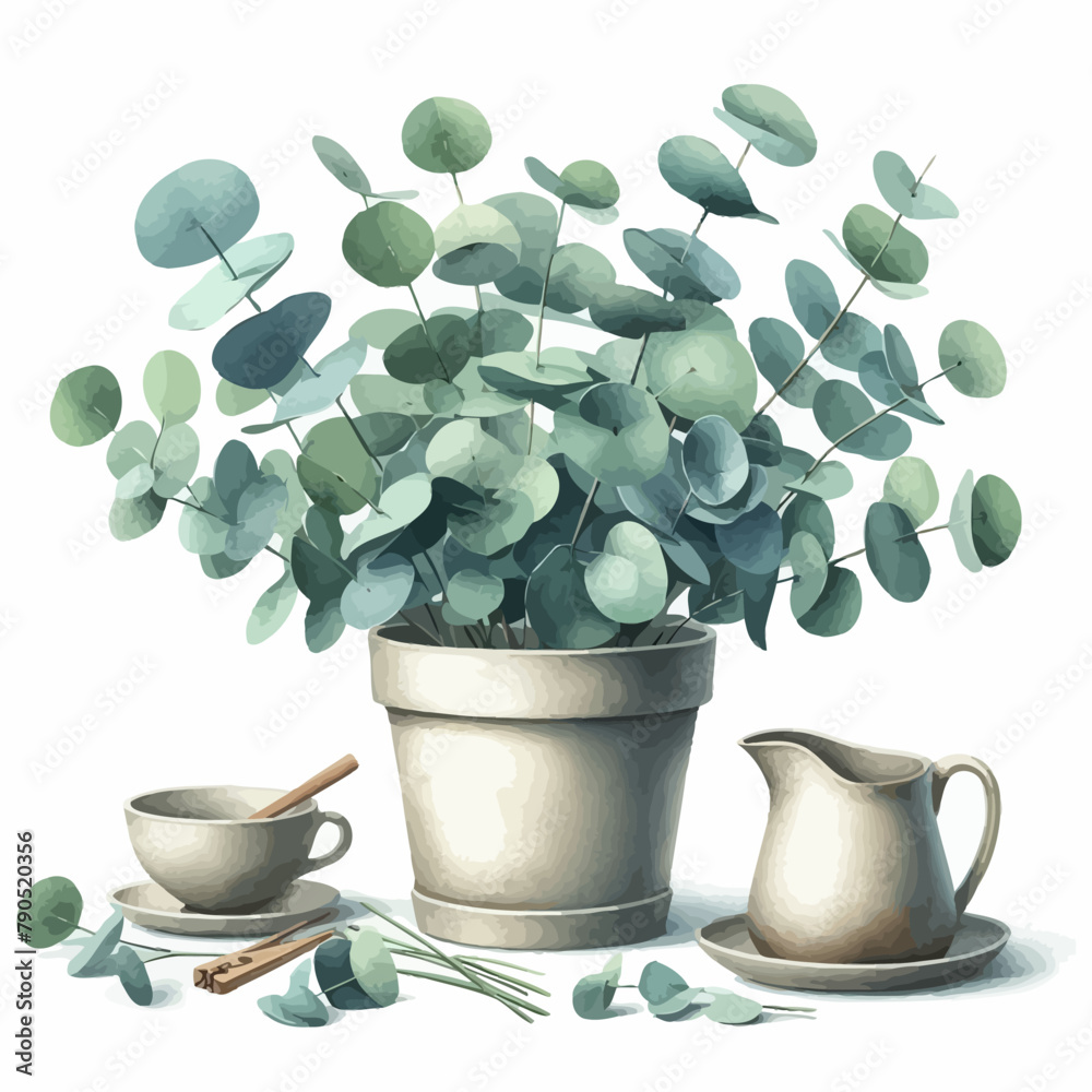 Watercolor Eucalyptus Clipart Bundle, Greenery Clipart, Green Leaves ...