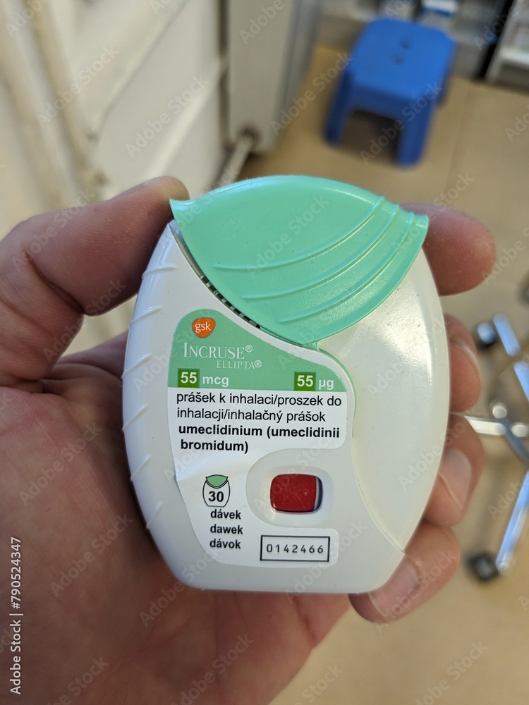 Prague,Czech republic-May 2 2024: Incruse Ellipta 55micrograms dose dry ...