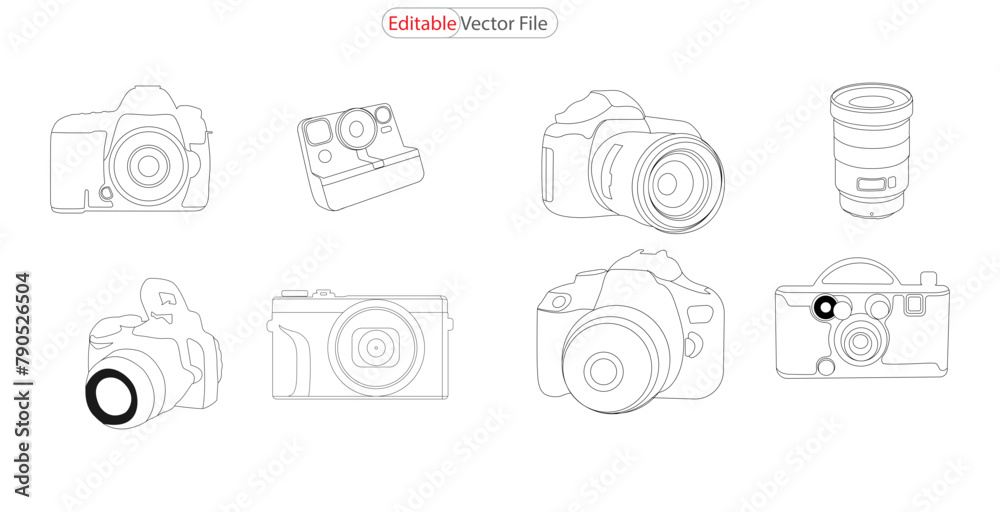 Camera vector line art Illustration. Continuous line art or One Line ...