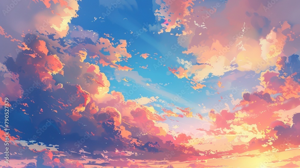 Evening clouds with sunlight that will sink in the picture in Japanese ...