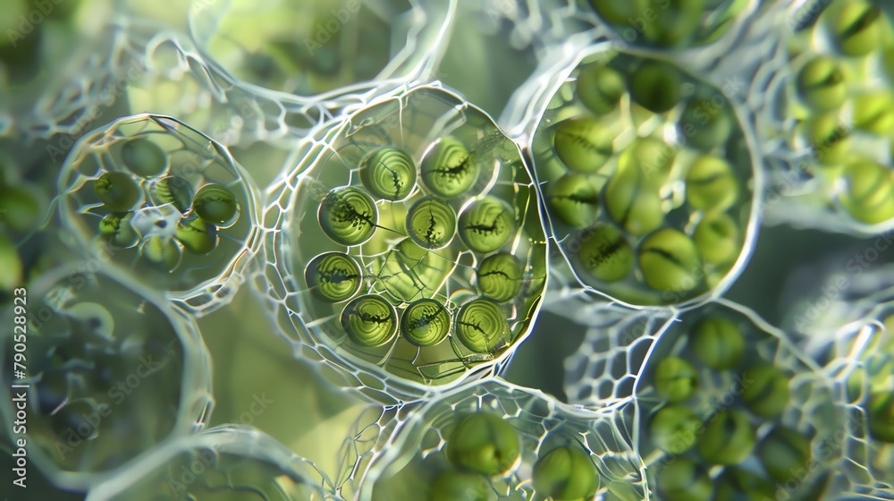 Scientific study of plant cell wall, microscopic level, detailed cell ...