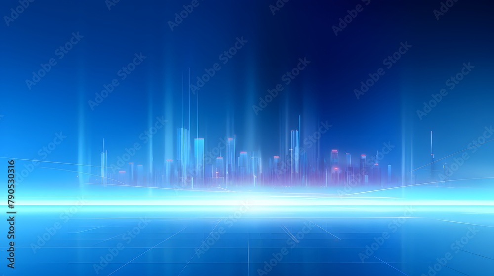 Blue technology background, light blue gradient background with digital ...