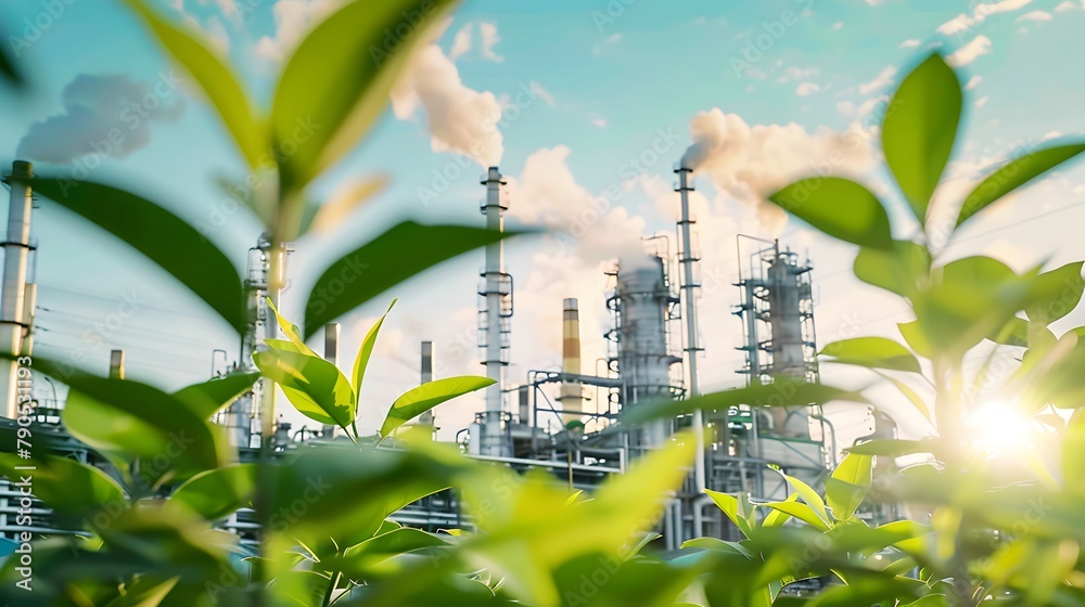 Eco-friendly green industry power strives for low carbon footprint, sustainable energy-saving ...