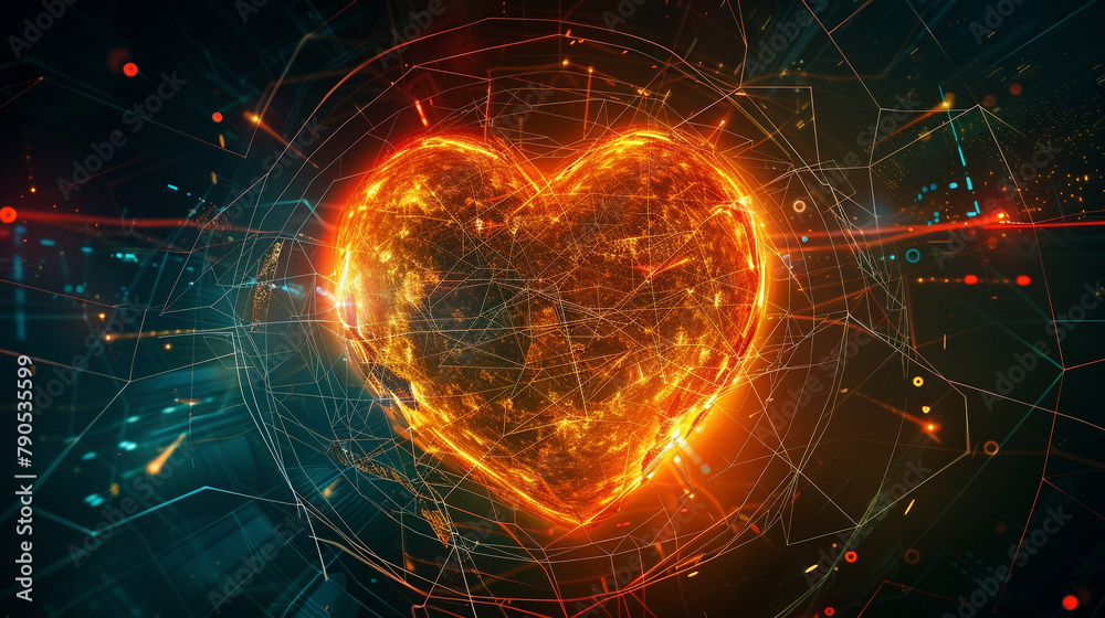 Radiant pulse of a digital heartbeat, symbolizing the life force of ...