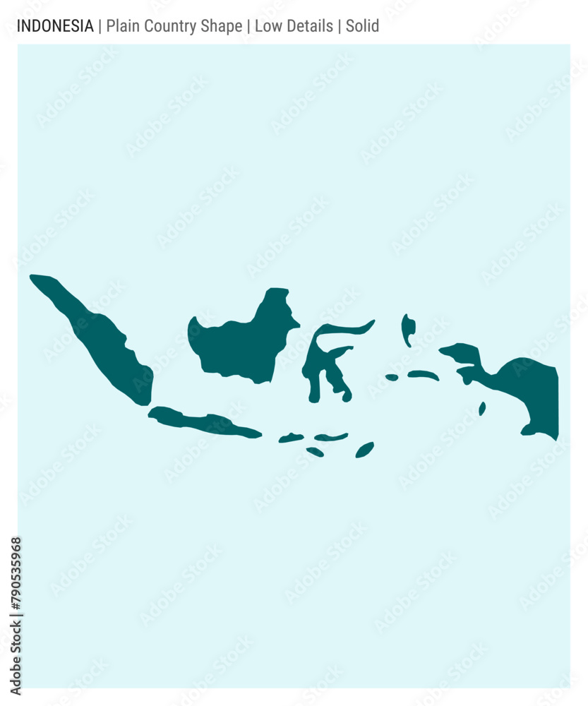 Indonesia plain country map. Low Details. Solid style. Shape of ...