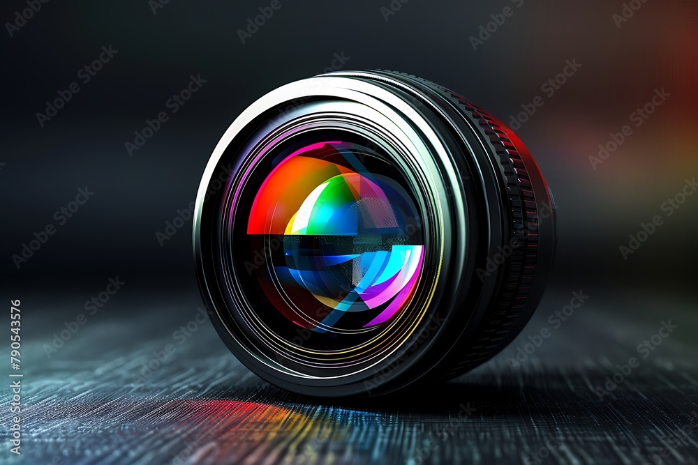 : A 3D logo for a photography studio, featuring a camera lens with a ...