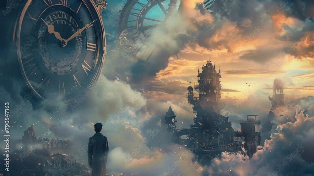 Time travel Technology Background with Clock concept and Time Machine ...