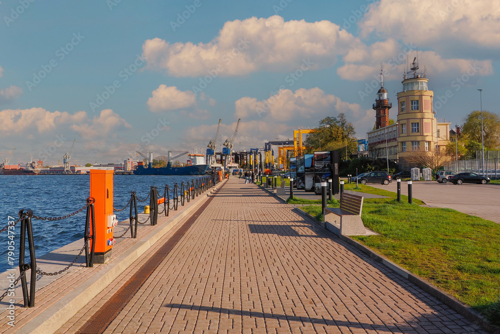 View of the infrastructure of the port of Gdansk, on the right the ...
