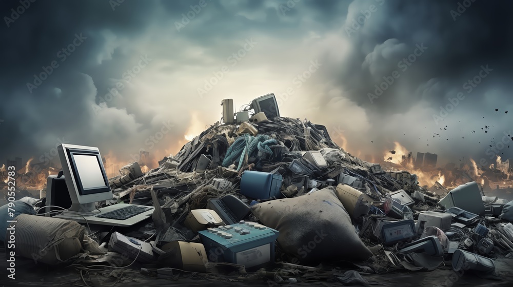 Electronic waste, overflowing in landfills, leached toxic chemicals ...