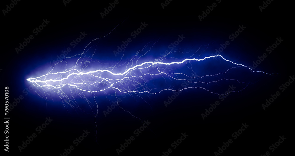 lightning bolt. Massive lightning bolt with branches isolated on black ...