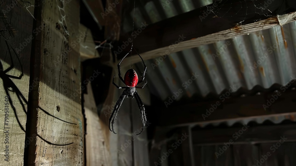 Uses a backdrop of deep shadows in an old shed to photograph a spider ...